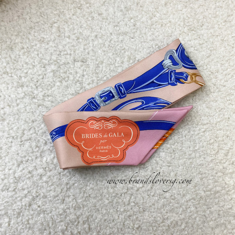 Hermes Twilly in MB / Rose Poudre / Bleu Dur / Gri Brides de Gala Appl – Brands Lover