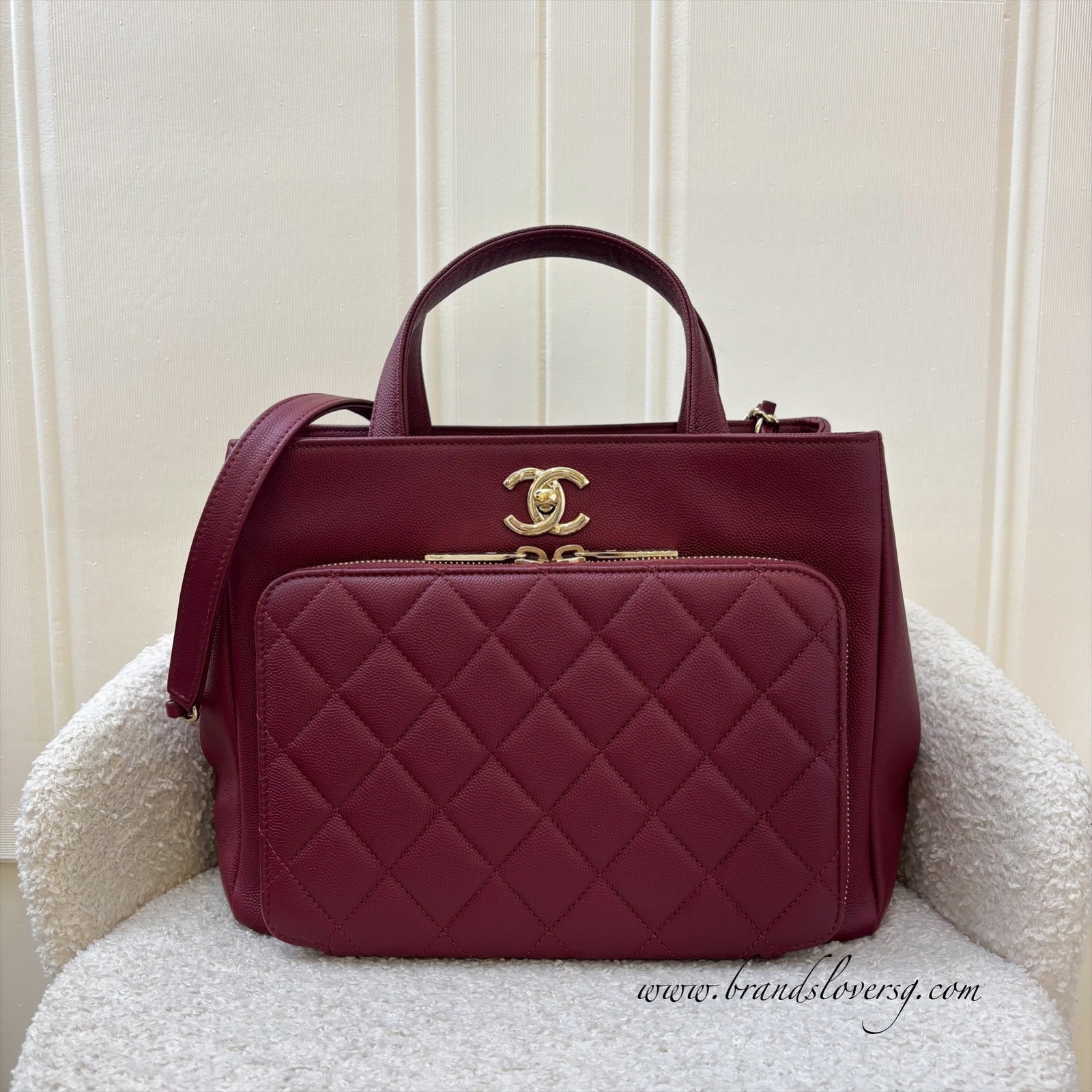 Chanel Business Affinity Top Handle Tote in Burgundy Red Caviar and GH – Brands Lover