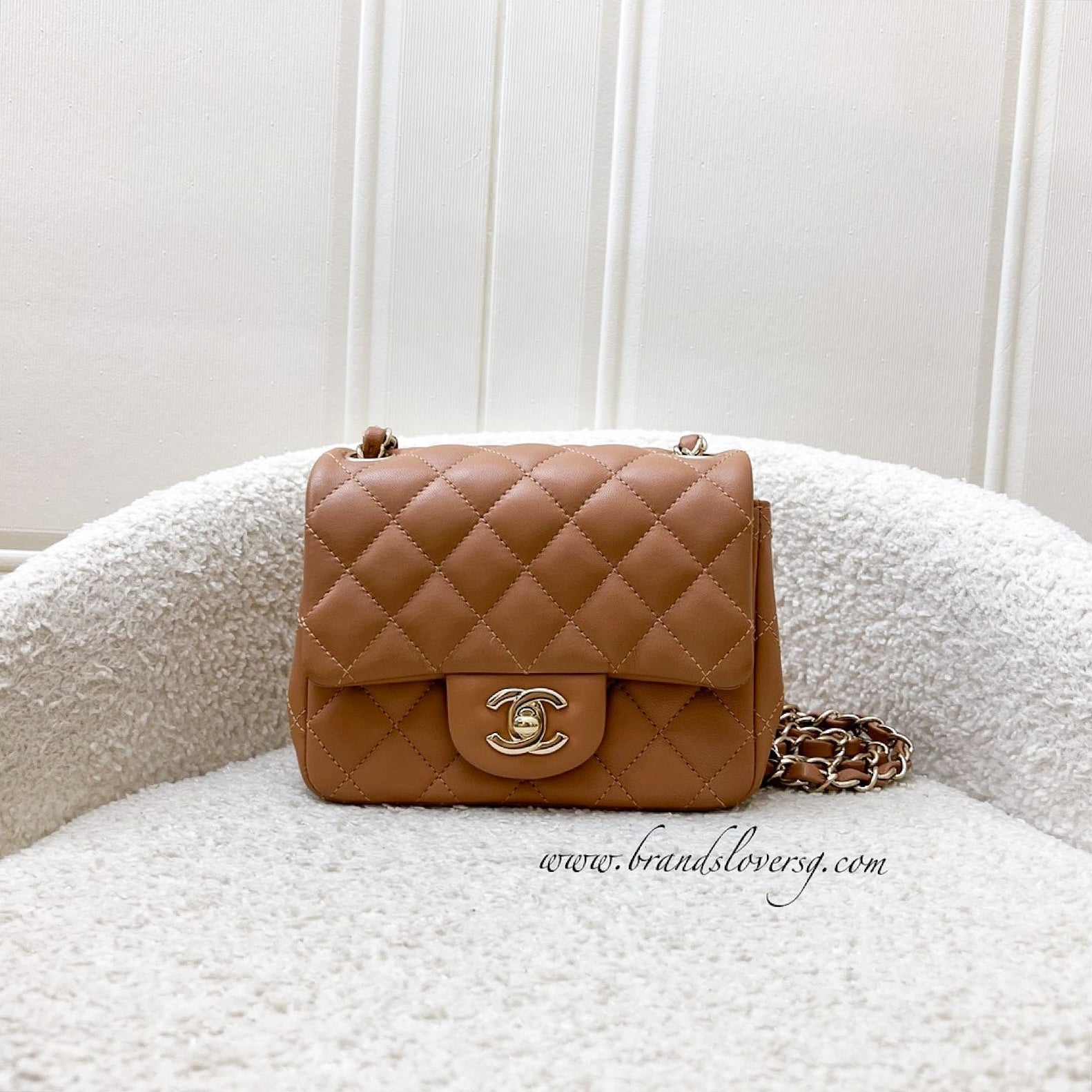 Chanel Classic Square Mini Flap in 21P Caramel Lambskin and LGHW (Mode ...