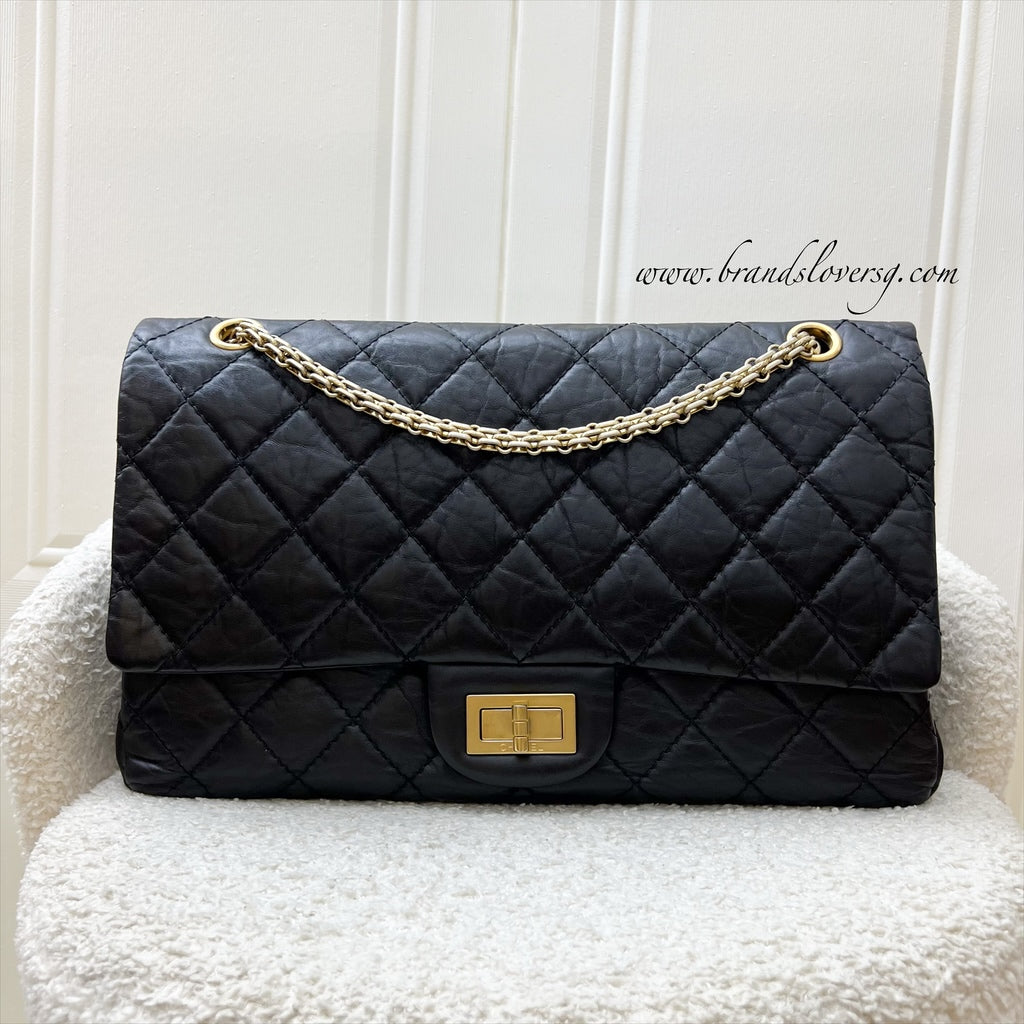 Chanel 2.55 Reissue 227 Maxi Flap in Black Aged Calfskin and AGHW ...