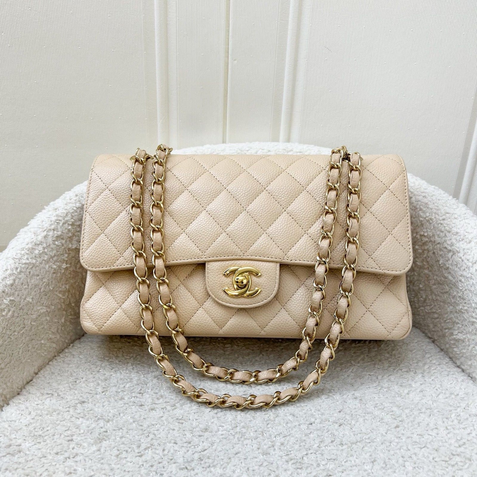 Chanel Medium Classic Flap CF in Beige Caviar and GHW – Brands Lover