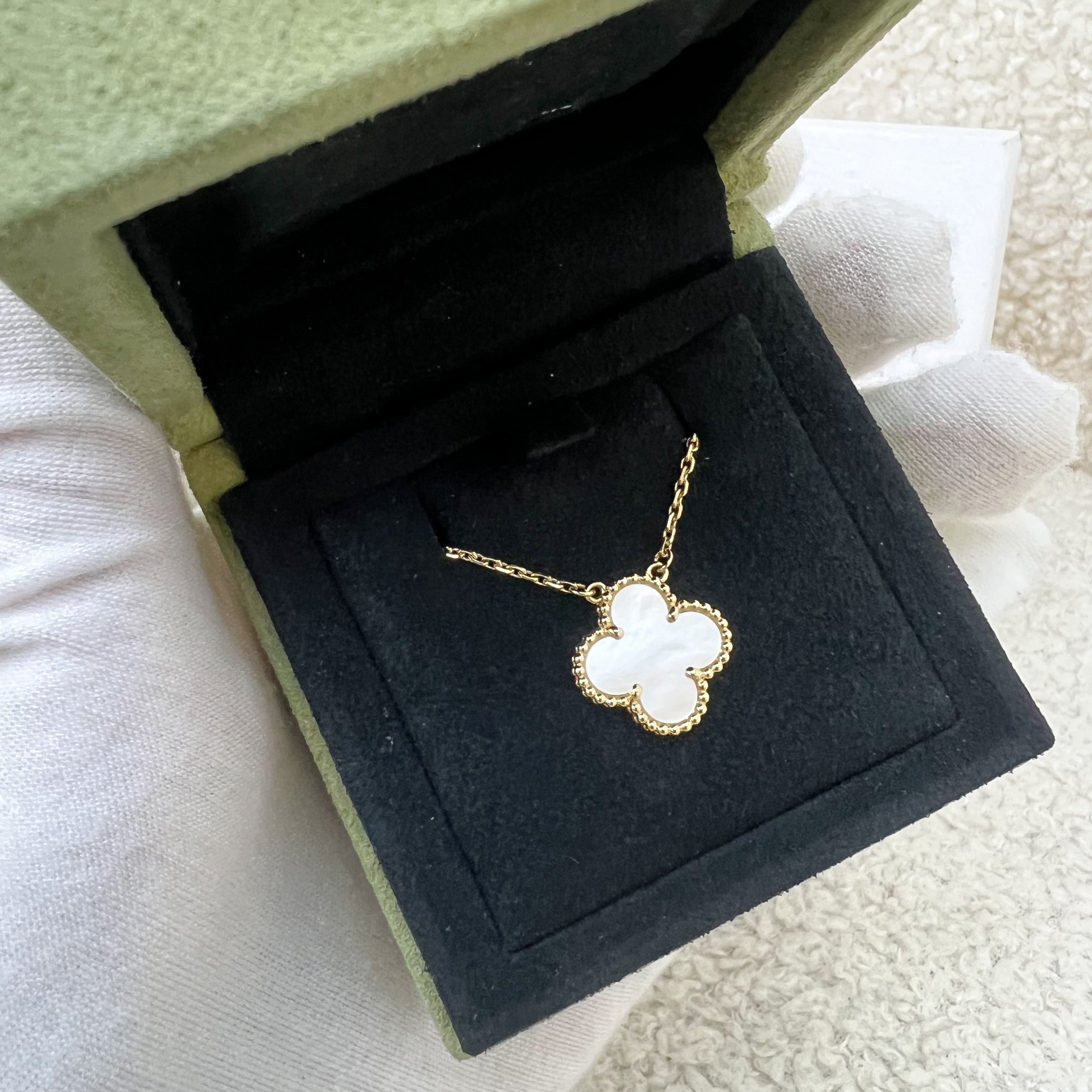 Van Cleef & Arpels VCA Vintage Alhambra Pendant Necklace with White Mo ...