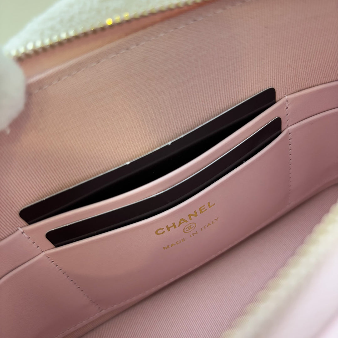 Chanel 24K Medium Pouch / Clutch with Chain in Sakura Pink Chanel 24K Medium Pouch / Clutch with Chain in Sakura Pink