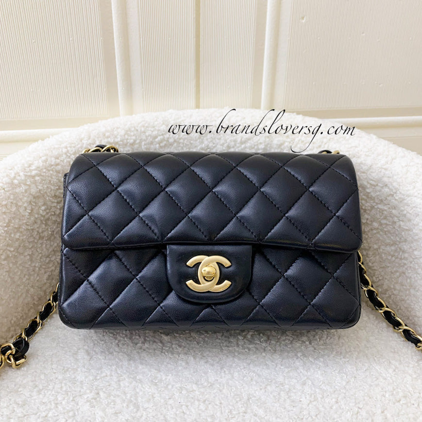 Chanel Mini Rectangle Classic Flap in Black Lambskin and AGHW – Brands ...