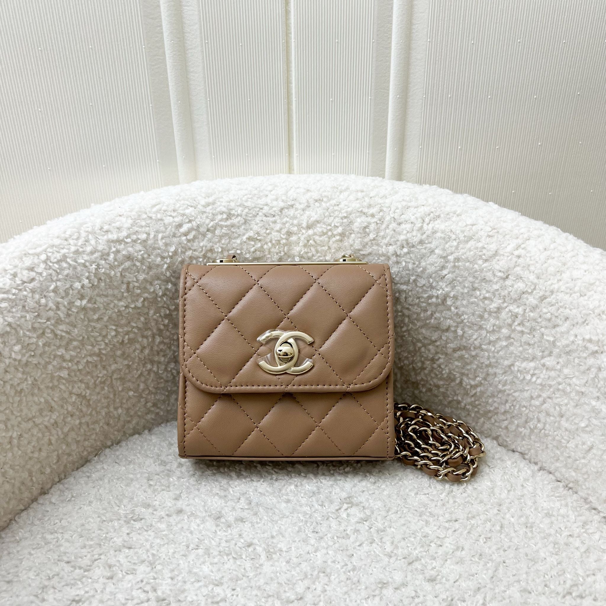 Chanel Trendy CC Micro Bag / Clutch on Chain in 22B Beige Lambskin and ...