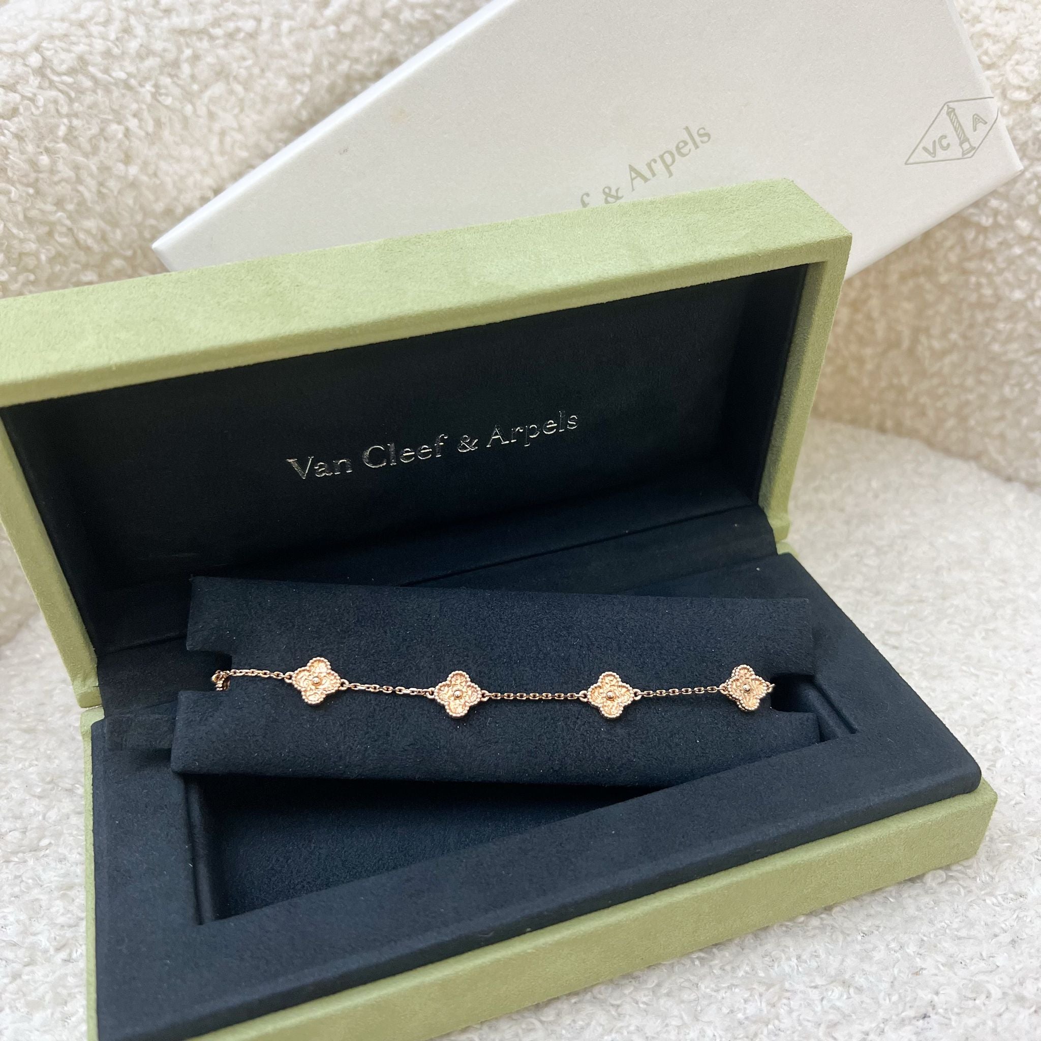 Van Cleef & Arpels VCA 6 Motif Sweet Alhambra Bracelet in Hammered 18K ...