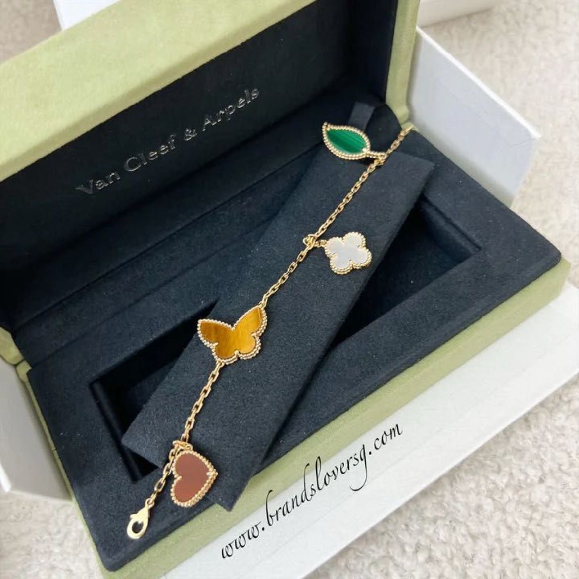 Van Cleef & Arpels VCA 4 Motif Alhambra Lucky Spring Bracelet with Car ...