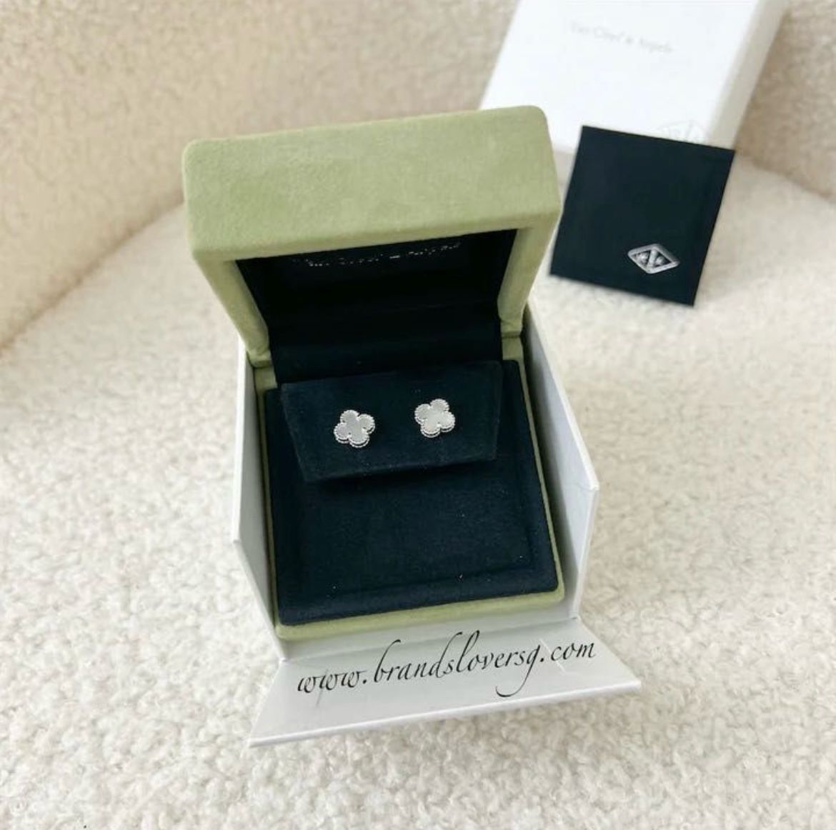 Van Cleef & Arpels VCA Sweet Alhambra Ear Studs, White Gold White MOP ...