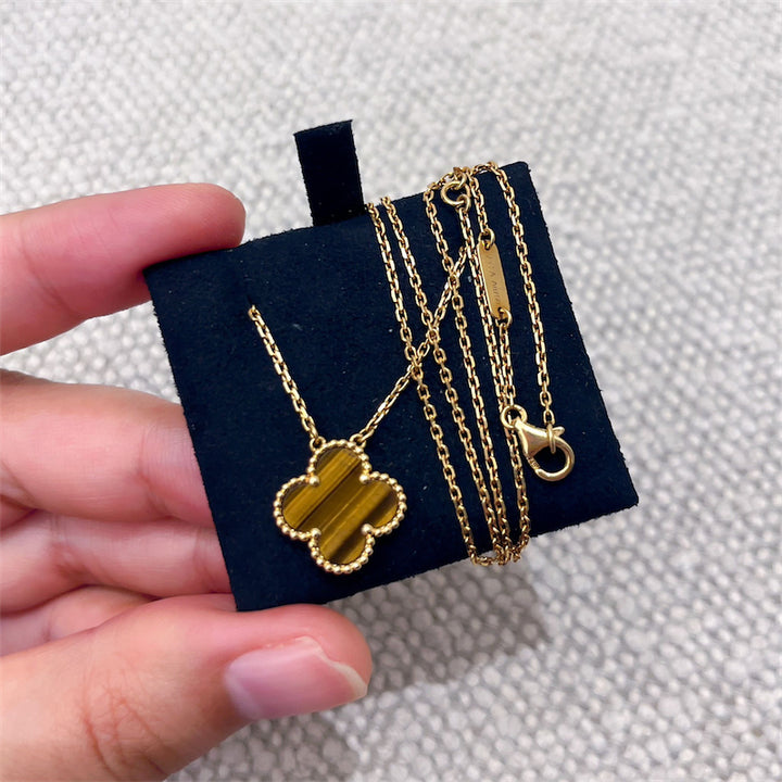 Van Cleef Arpels VCA Vintage Alhambra Tiger Eye Pendant Necklace in Brands Lover