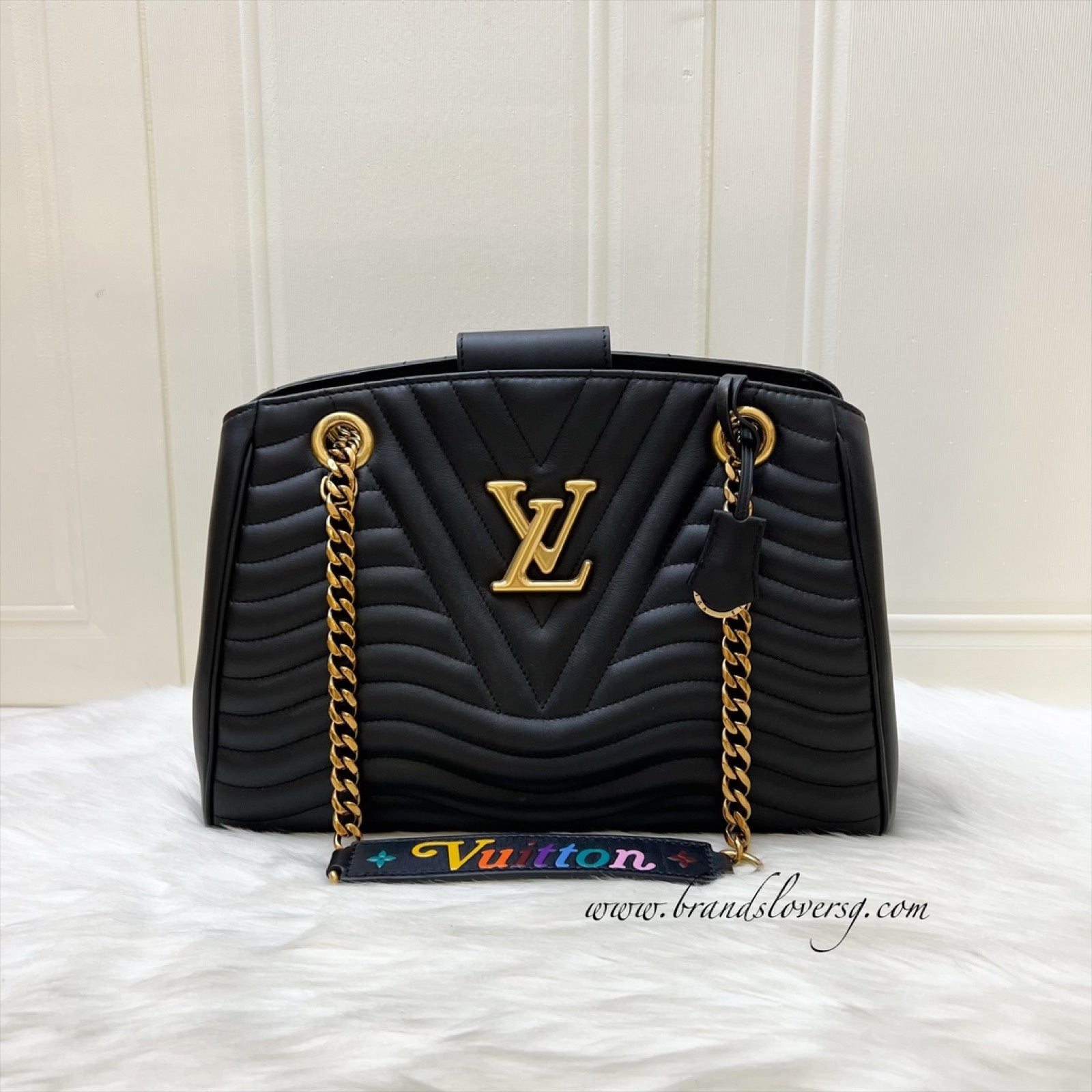 LV New Wave Chain Tote Bag in Black Calf Leather and AGHW (Model: M514 ...