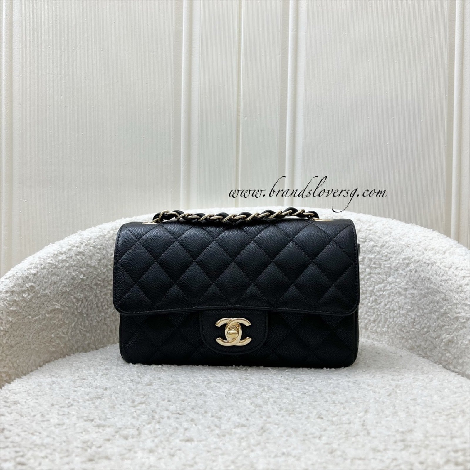 Chanel Mini Rectangle Classic Flap in Iridescent Black Caviar and LGHW ...