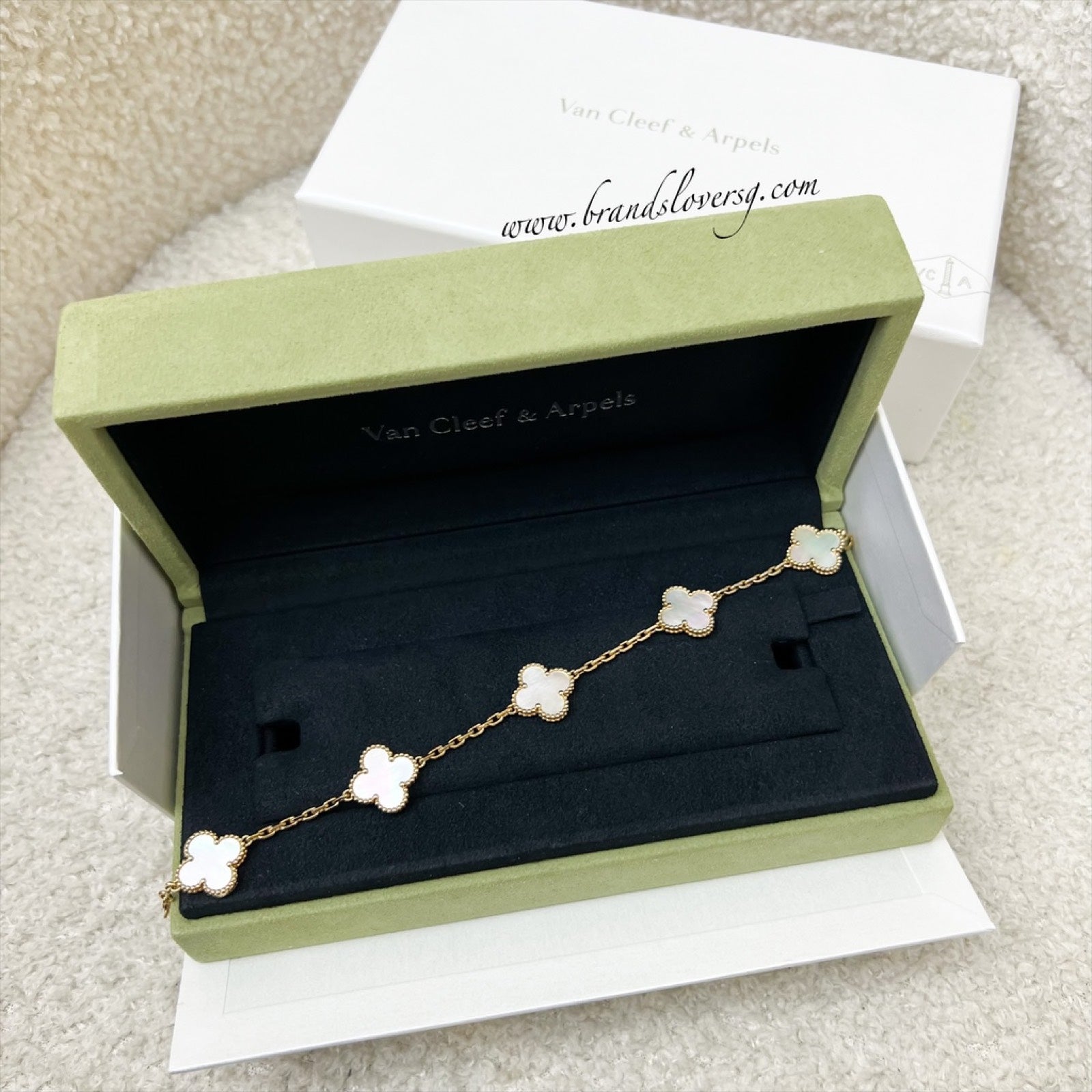 Van Cleef & Arpels VCA Vintage Alhambra 5 Motifs Bracelet with Mother ...