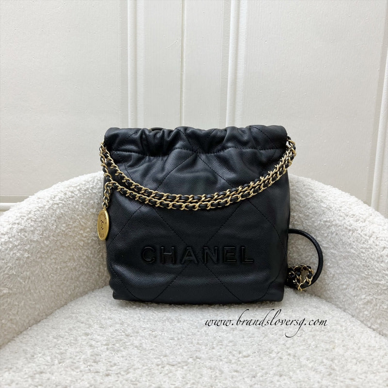 Chanel 22 Mini Hobo Handbag in Black Shiny Caviar and AGHW (Model: AS3 ...