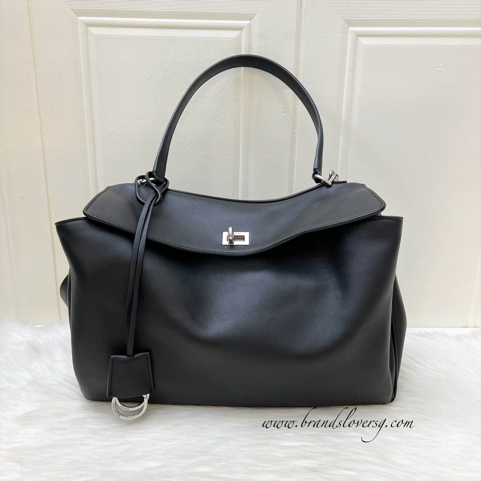 Balenciaga Medium Rodeo Handbag in Black Smooth Calfskin and Aged SHW ...