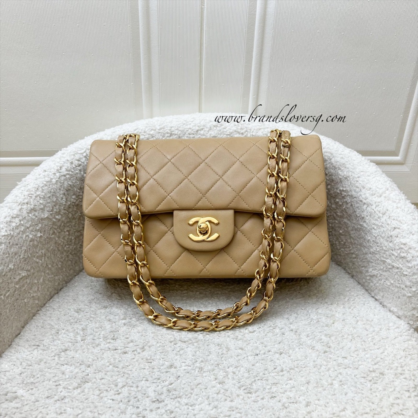 Chanel Vintage Small Classic Flap CF in Milk Tea Beige Lambskin and 24 ...
