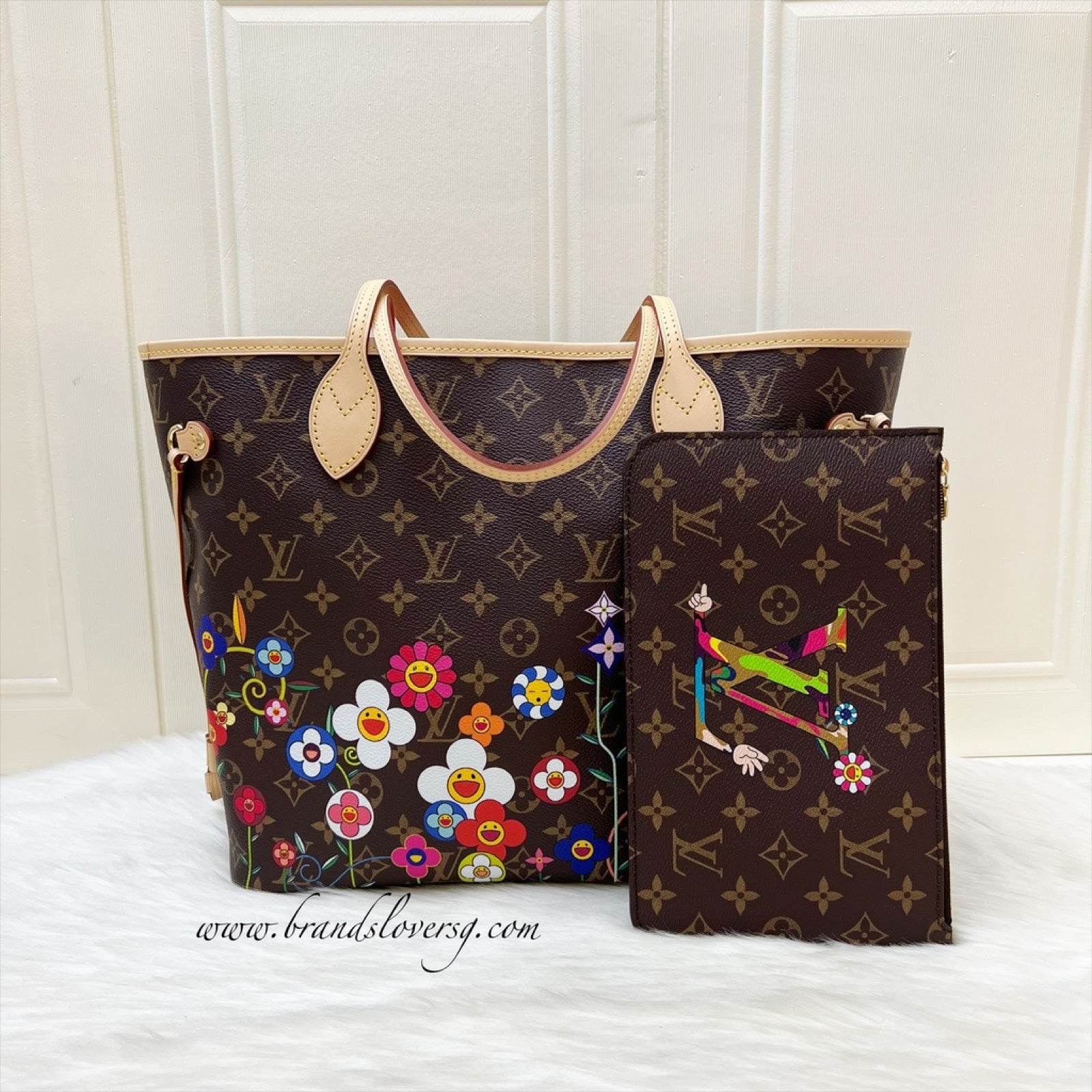 Louis Vuitton LV x TM Neverfull MM in Takashi Murakami Monogram Canvas ...