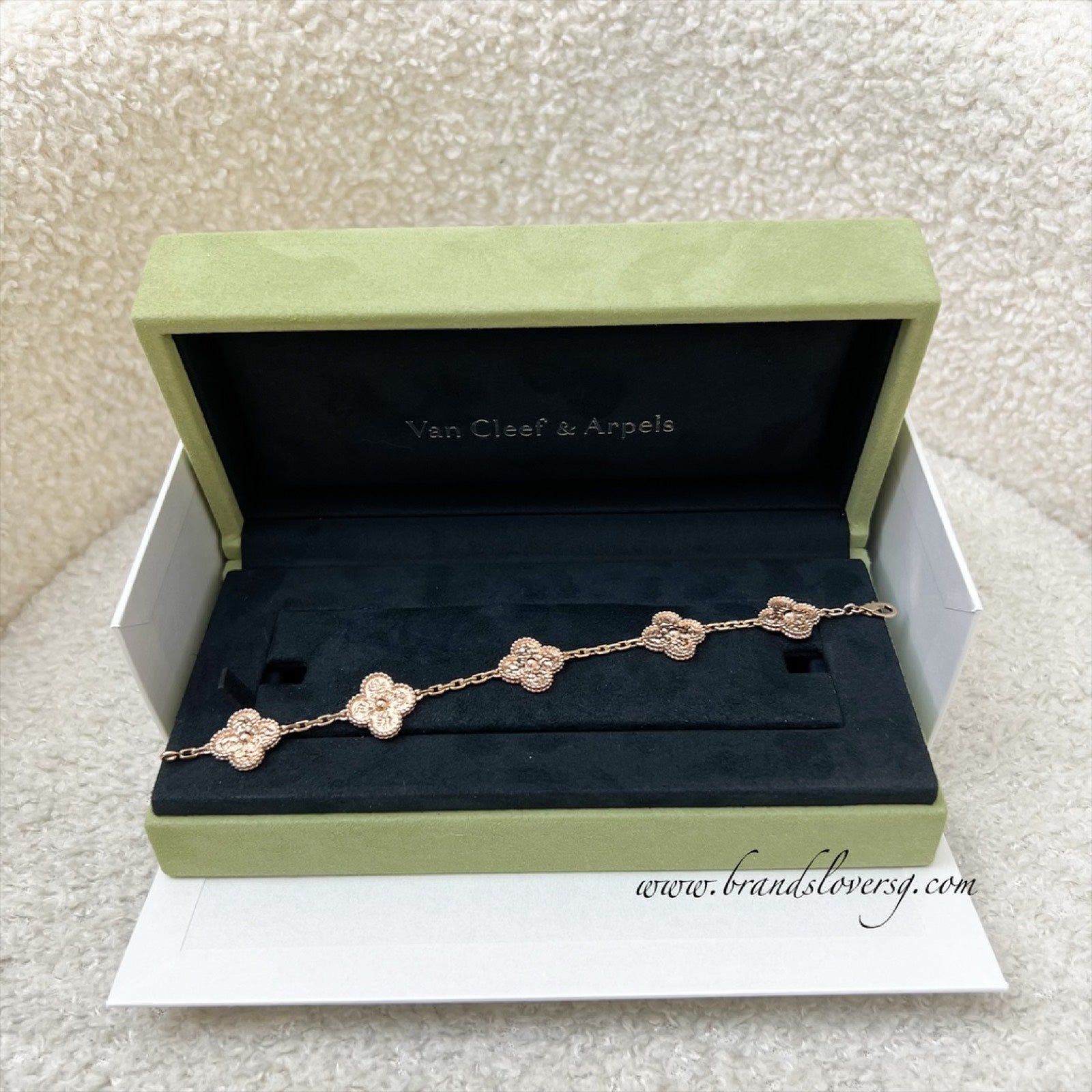 Van Cleef & Arpels VCA Vintage Alhambra 5 Motifs Bracelet in Hammered ...