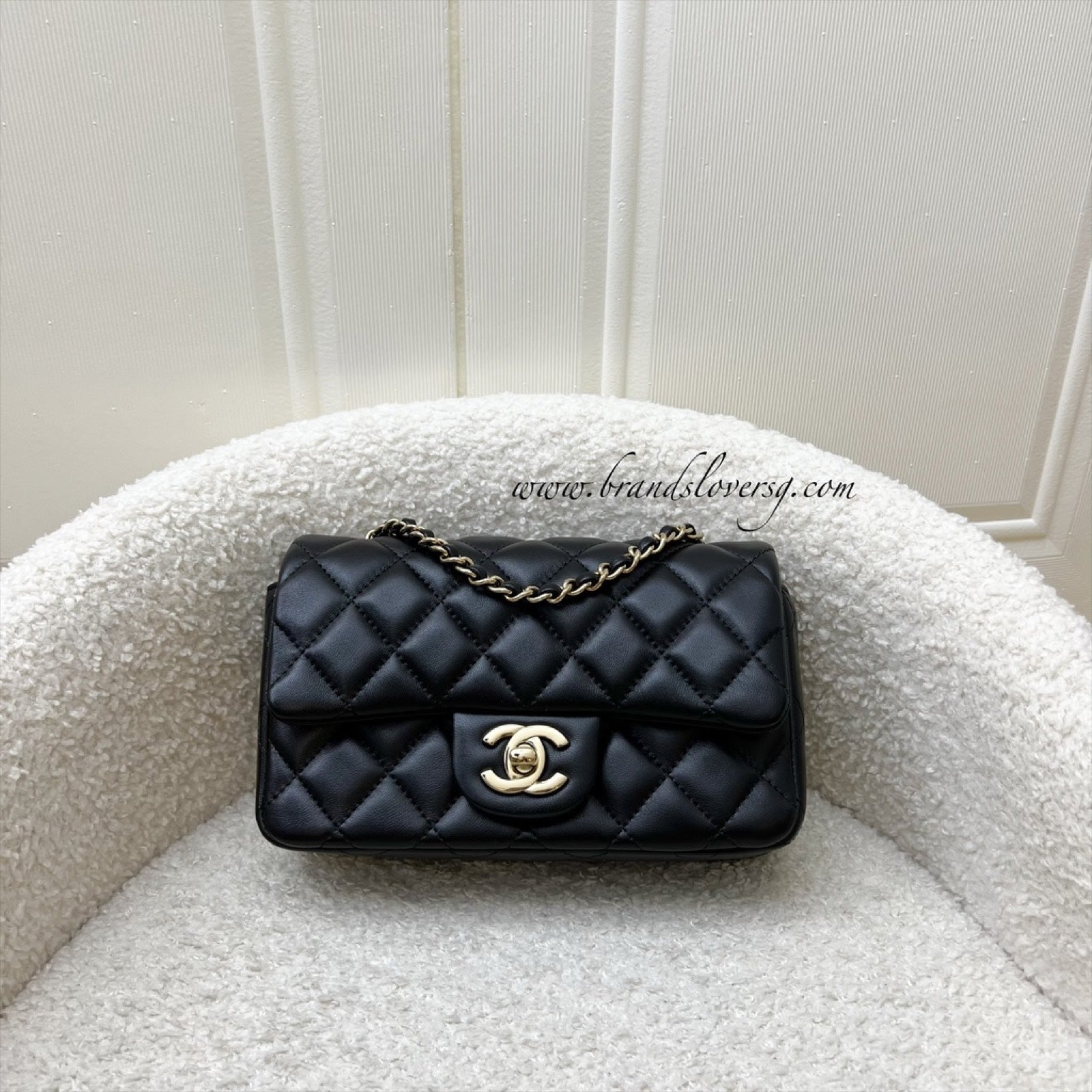 Chanel 24K Extra Mini Rectangular Flap in Black Lambskin and GHW (Mode ...