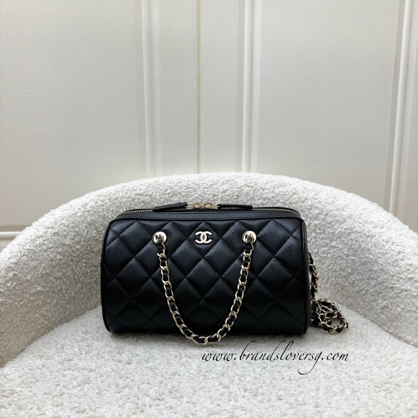 Chanel 25P Bowling Bag in Black Caviar and LGHW (Model: AP4474 ...
