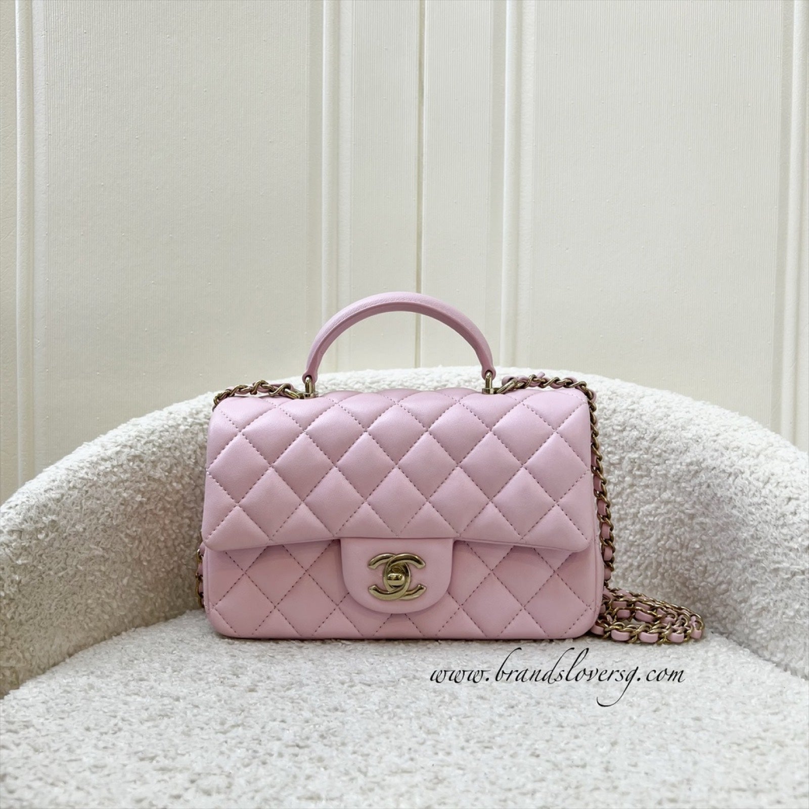 [Brand New] Chanel Top Handle Mini Rectangle Flap in 25S Light Pink La ...