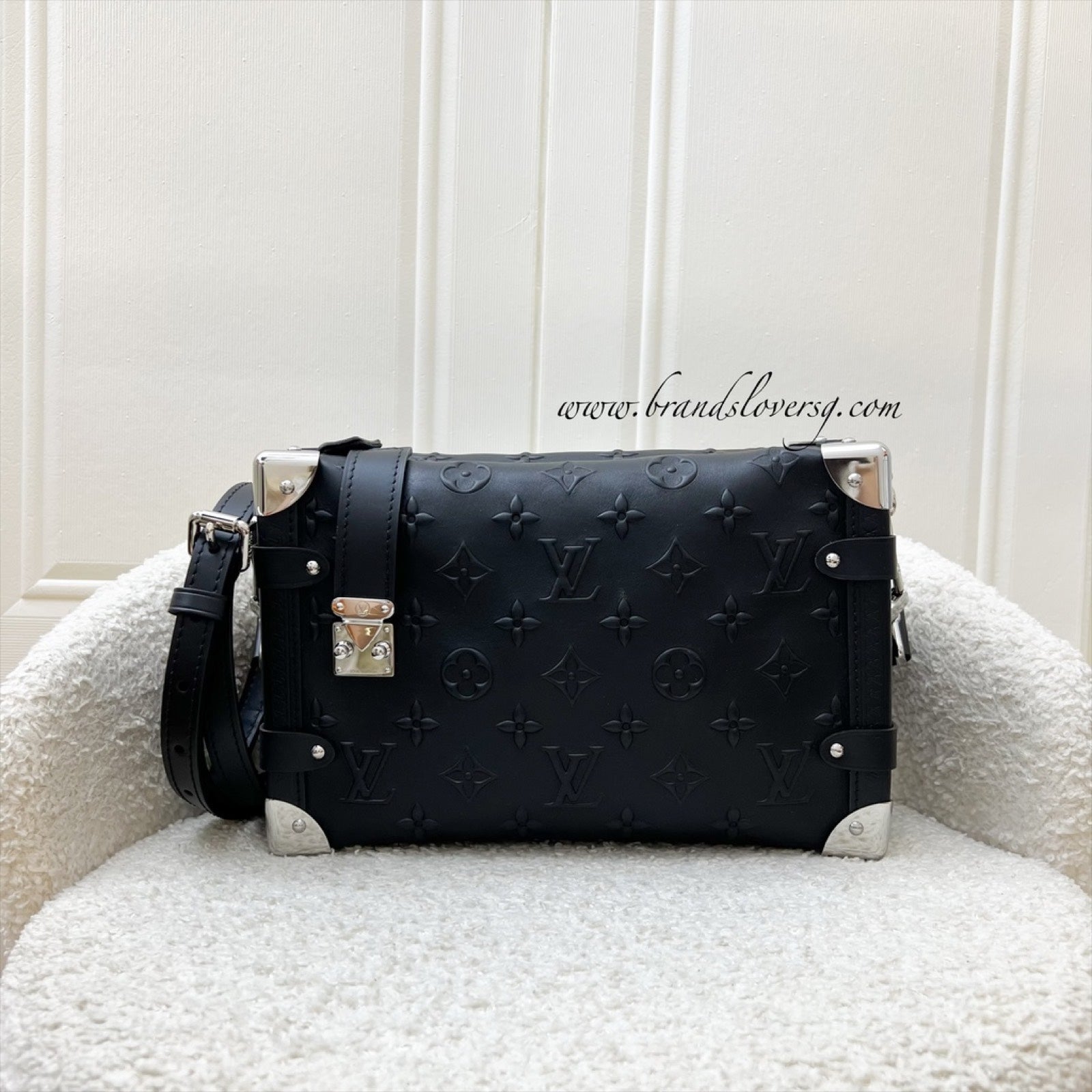 LV Side Trunk MM in Black Monogram Debossed Calfskin in SHW (Model: M2 ...