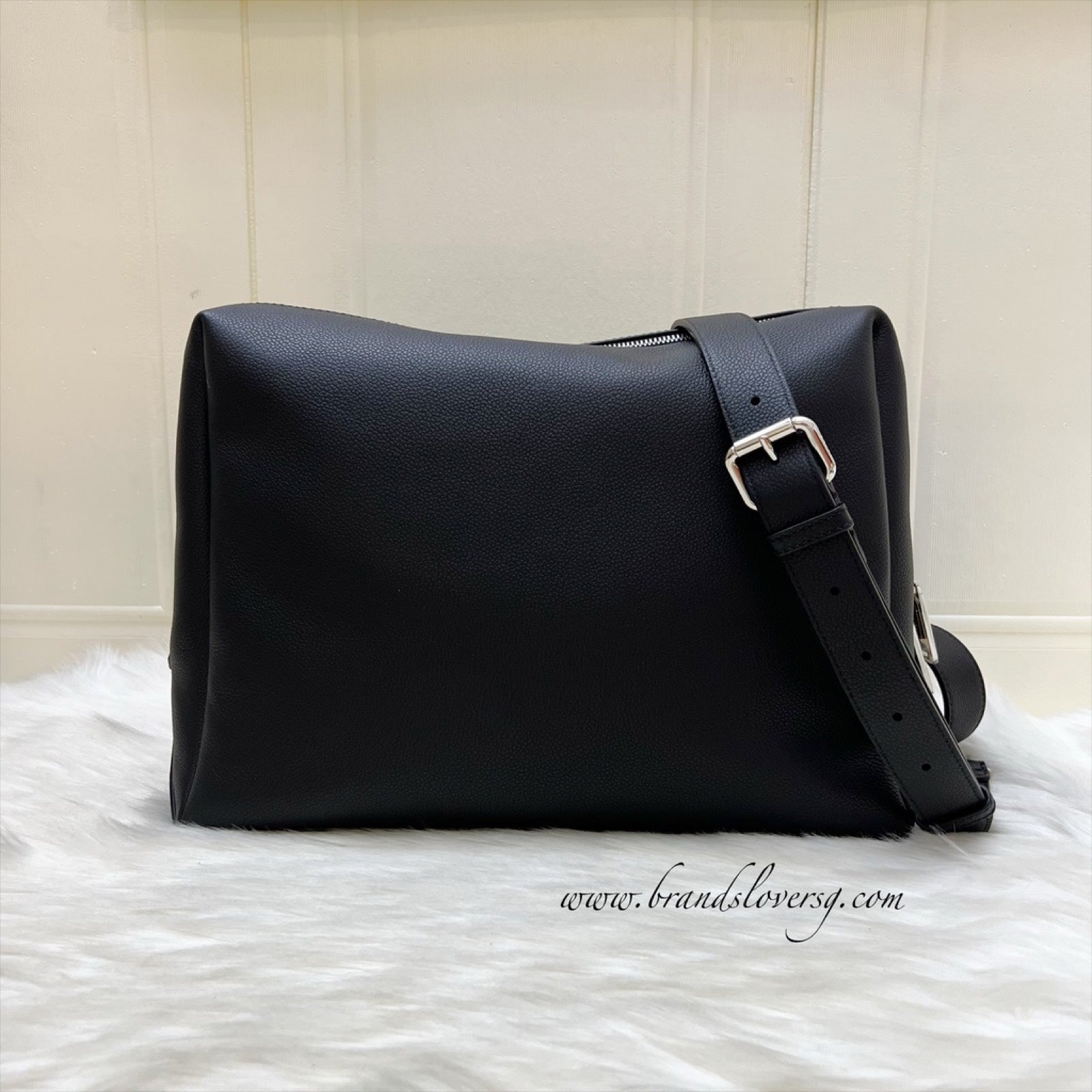 Fendi Lui Large Shoulder Bag in Black Grained Leather and SHW – Brands ...