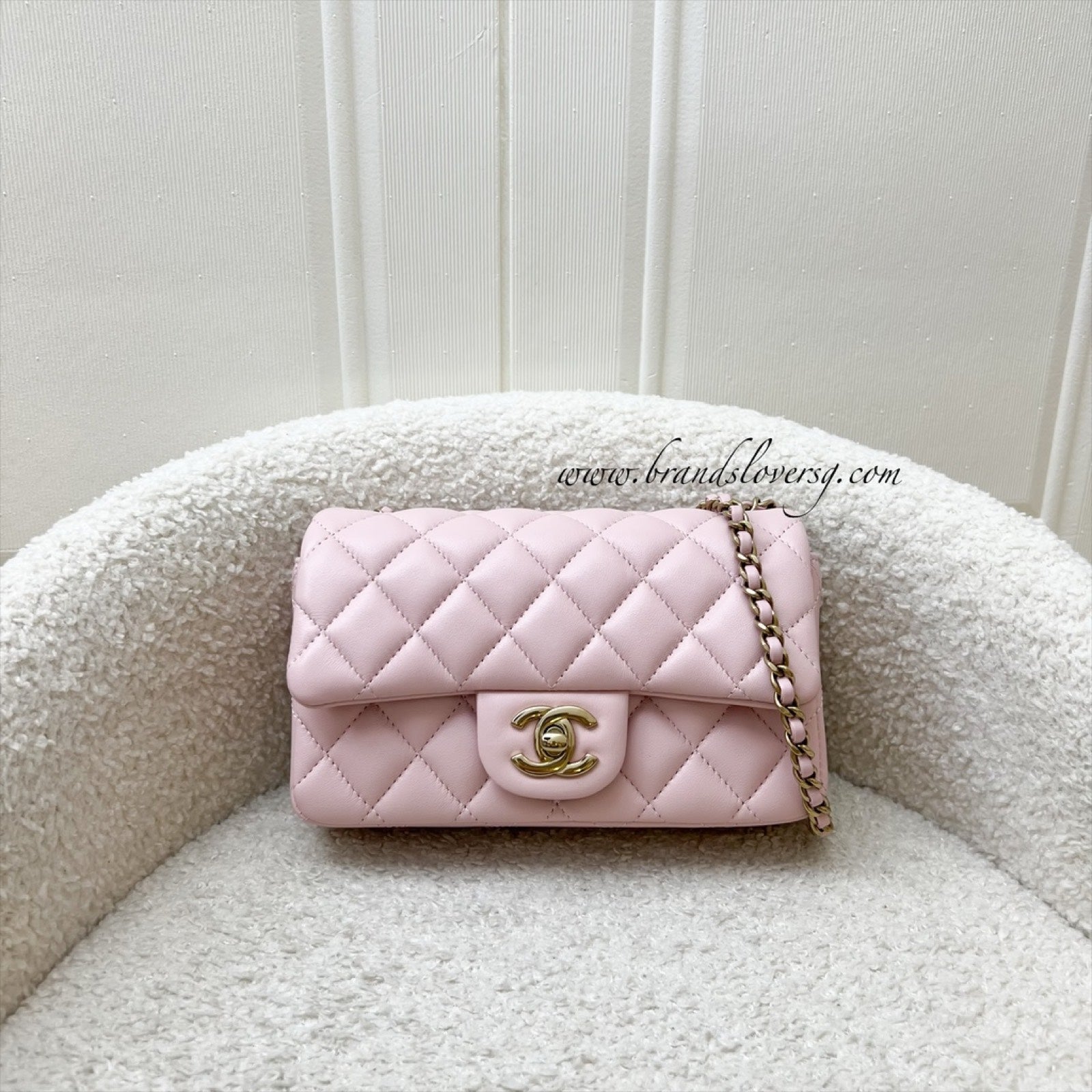 [Local Full Set] Chanel 24K Extra Mini Rectangular Flap in Sakura Pink ...