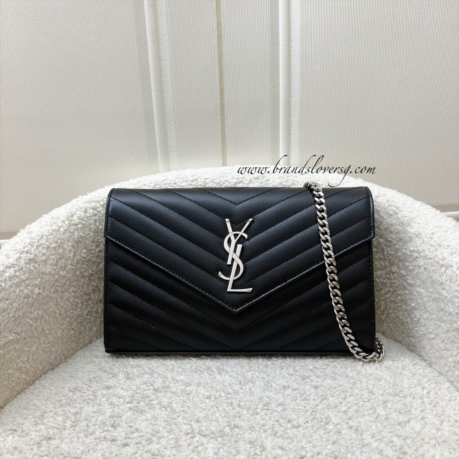 Saint Laurent YSL Medium Classic Cassandre Wallet on Chain WOC in Blac ...